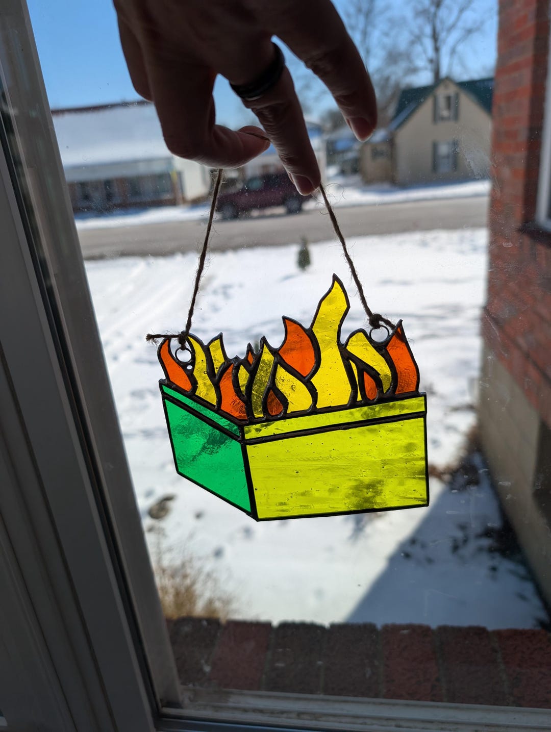Stained Glass Dumpster Fire Suncatcher - Etsy