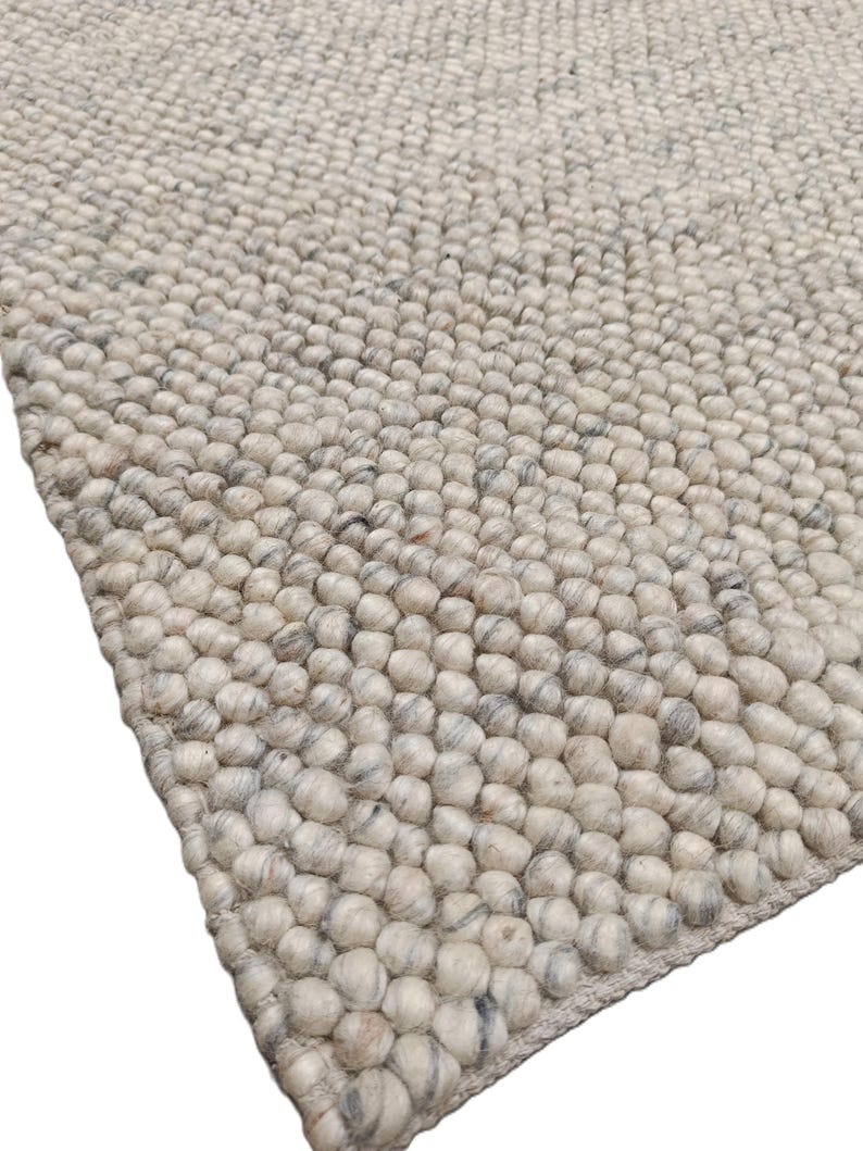 Natural Wool Chunky Pebble High-quality Rug, Rug Chunky, Plain Grey ...