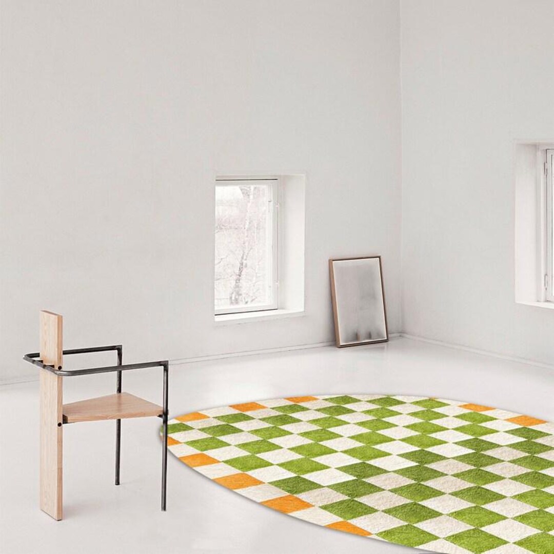 Checkerboard Pattern Rug Woollen Area Rug, Rug for Living Room, Office ...