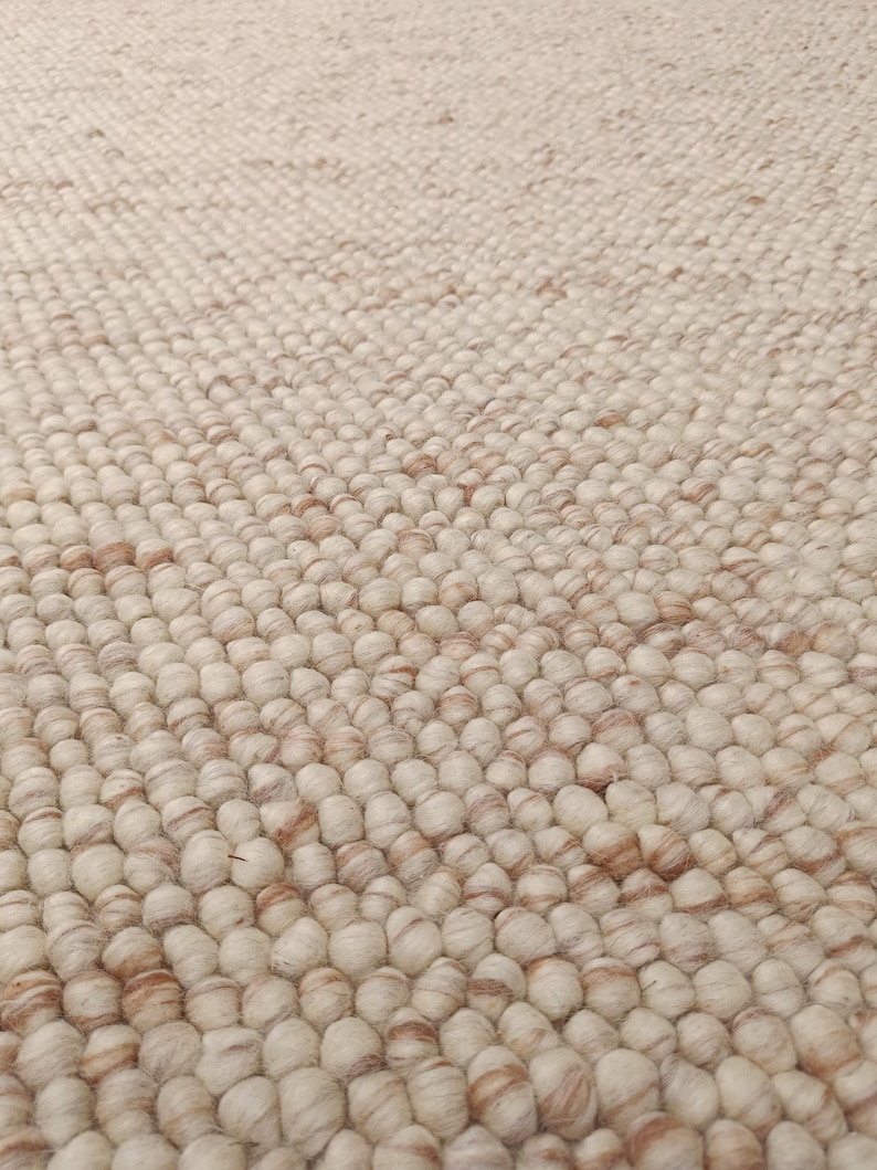 Natural Wool Chunky Pebble High-quality Rug, Rug Chunky, Textured Ivory ...