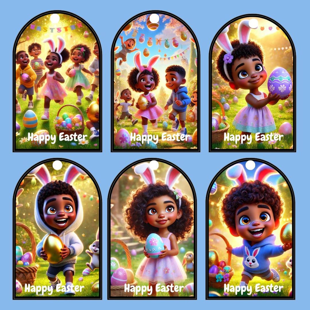 Editable African American/black Easter Basket Name Tags - Etsy
