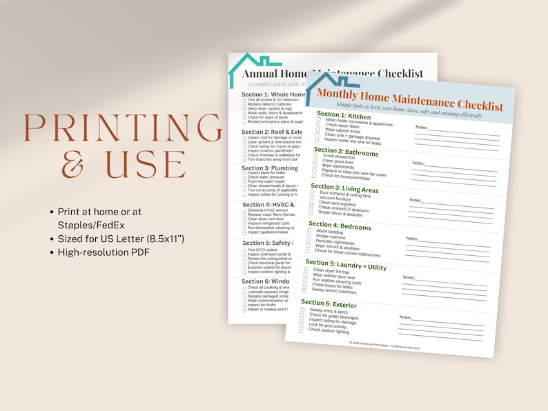 Printable Home Maintenance Checklist| Spring Checklist - Etsy