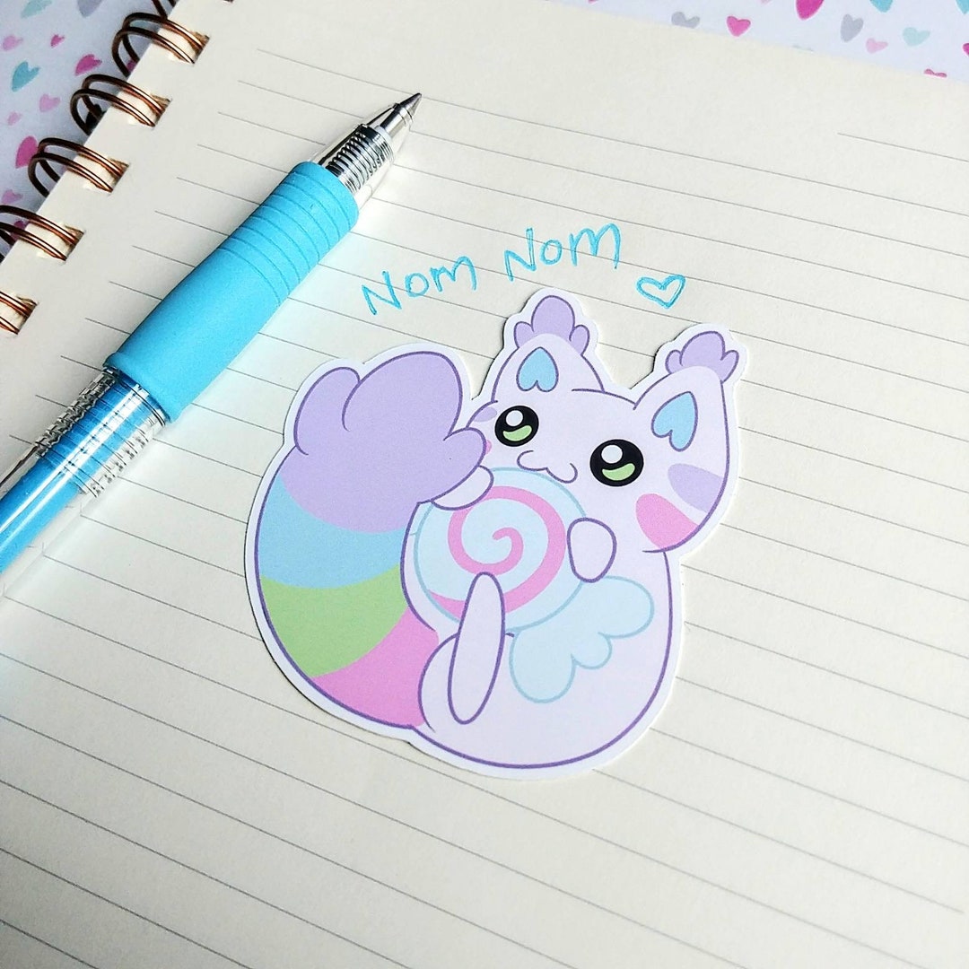 Cute Peppermint Cat Sticker, Candy Cat Sticker, Cute Cat Sticker ...