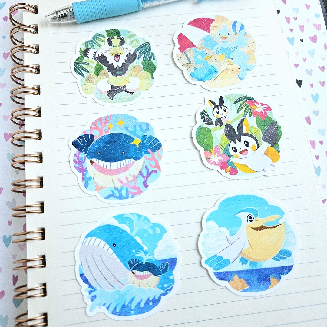 Pokemon Go Stickers: Summer 2024 Set wailmer, Wailord, Ducklet, Peliper ...