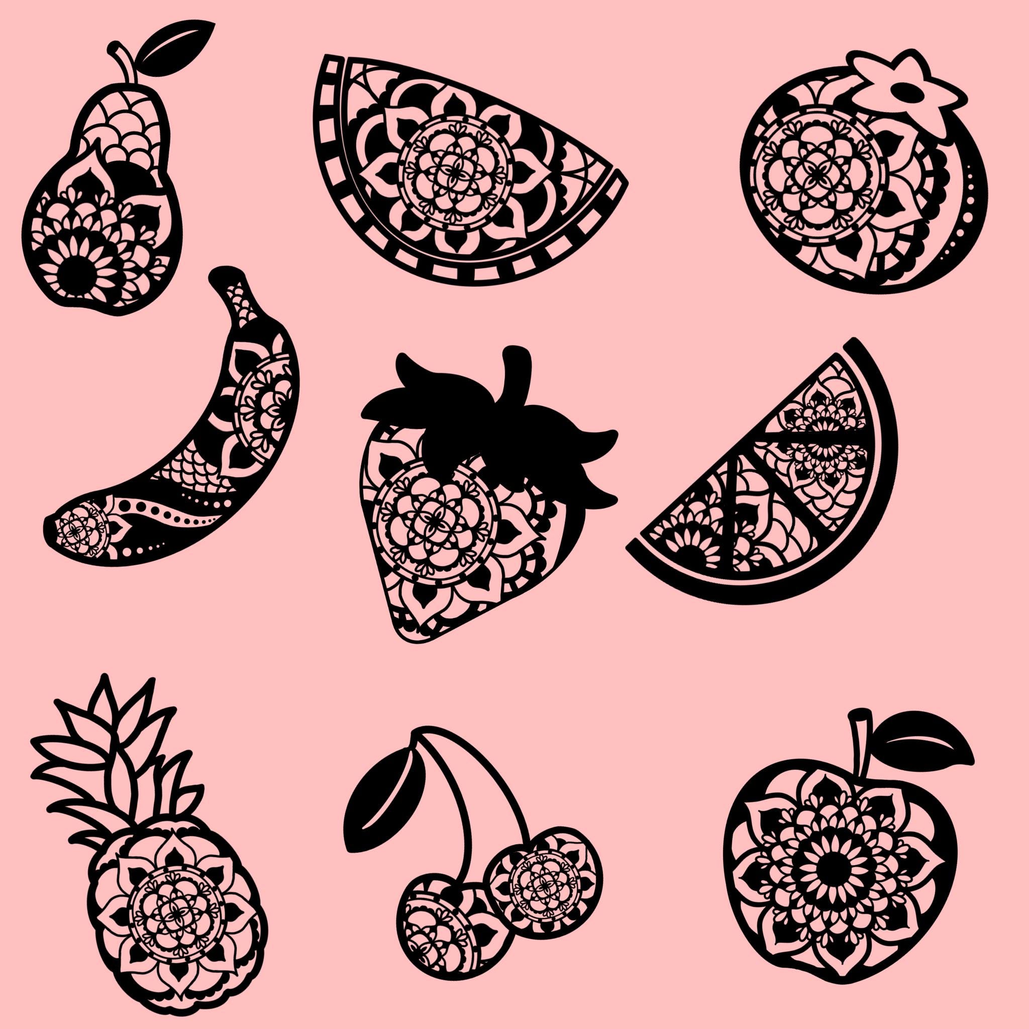 Mandala Fruits Cut/sticker File. Cricut, Template, Etc. Apple, Pear ...