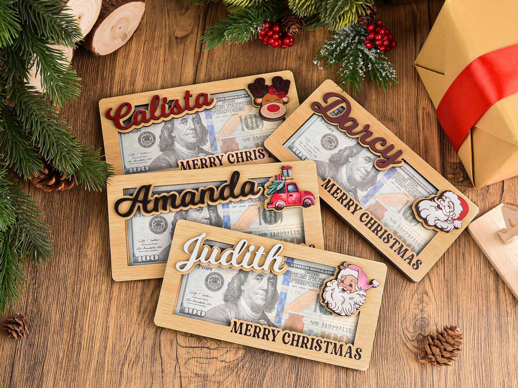 Personalized Christmas Money Holder, Reindeer Santa Bill Holder, A Few ...