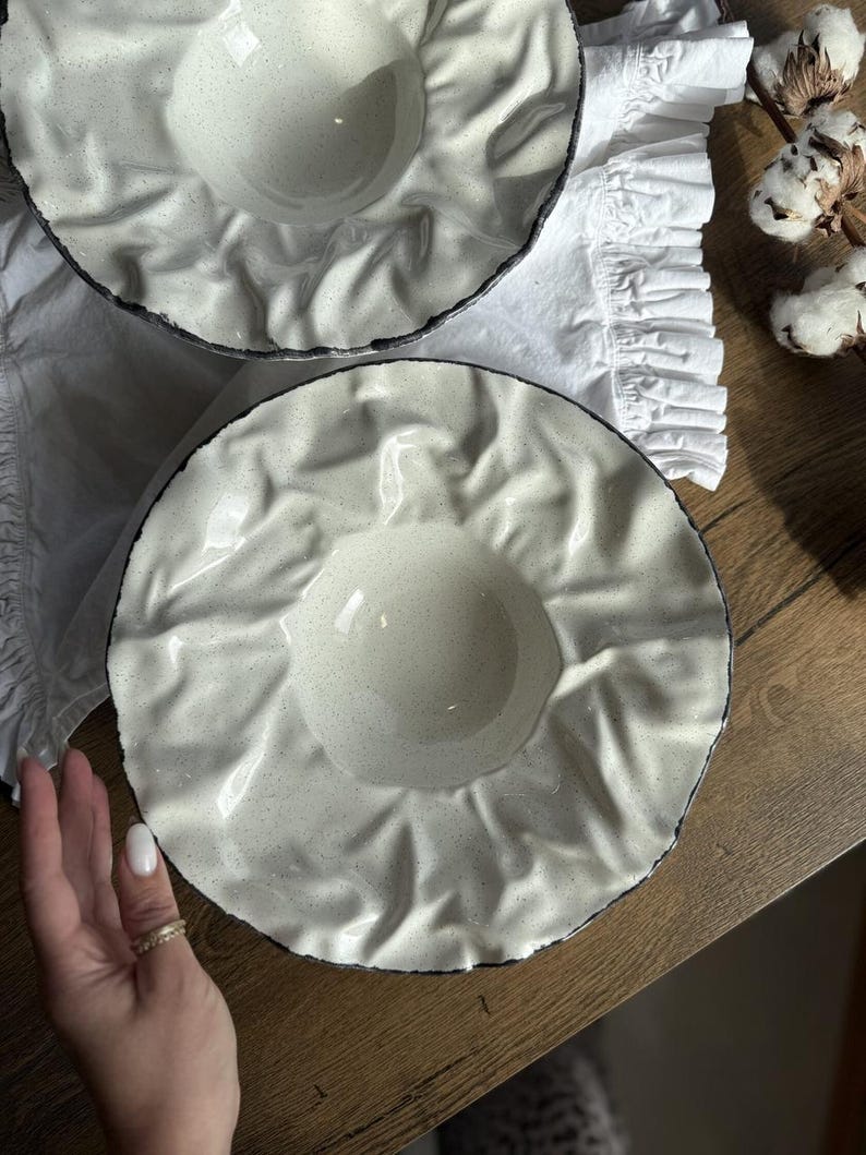 Ceramic Pasta Plate – 250ml Rock Design – Handmade Deep Dish for Pasta ...