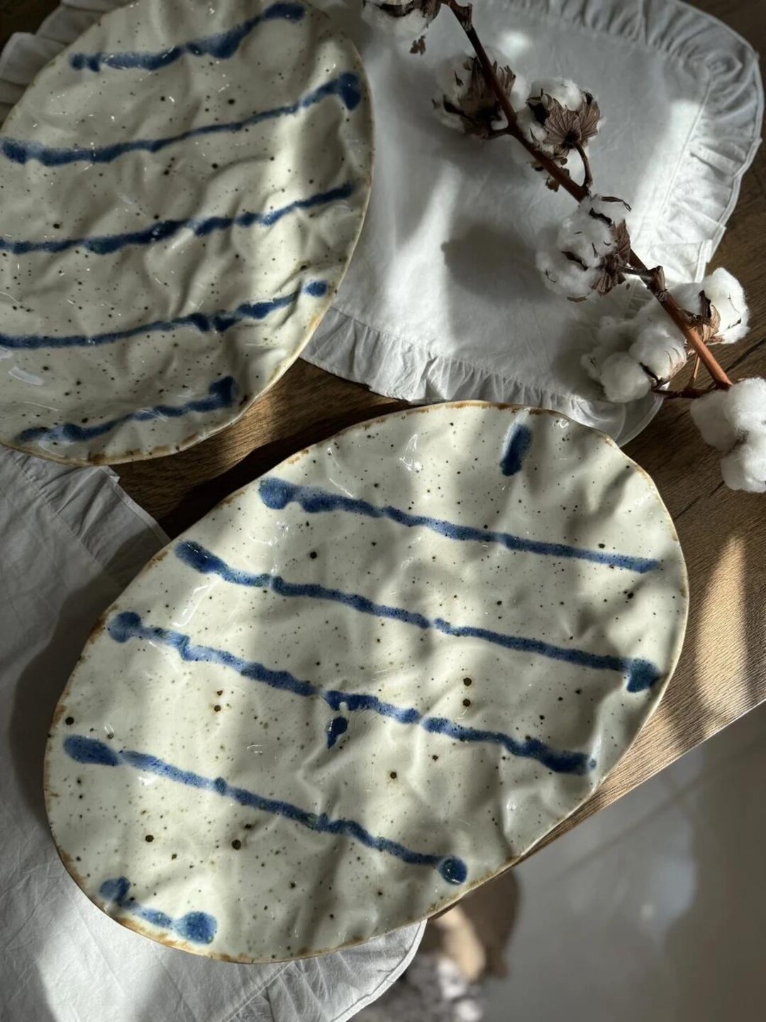 Large Oval Handmade Ceramic Plate "rock" – 36cm Serving Platter for ...