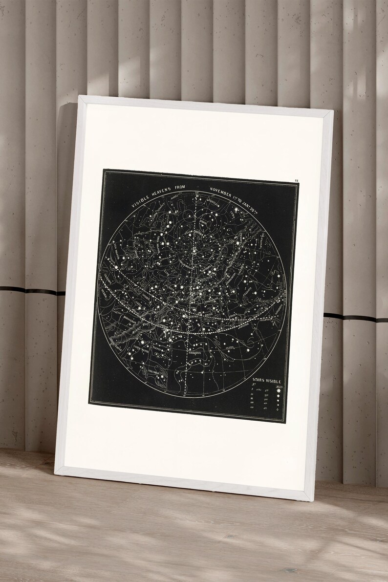 Astronomy Wall Art Vintage Night Sky Poster Stars Map Constellation ...