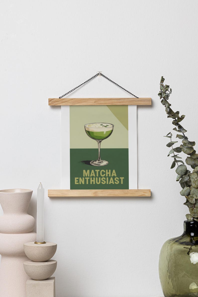Matcha Enthusiast Poster Aesthetic Green Tea Wall Art, Minimalist ...