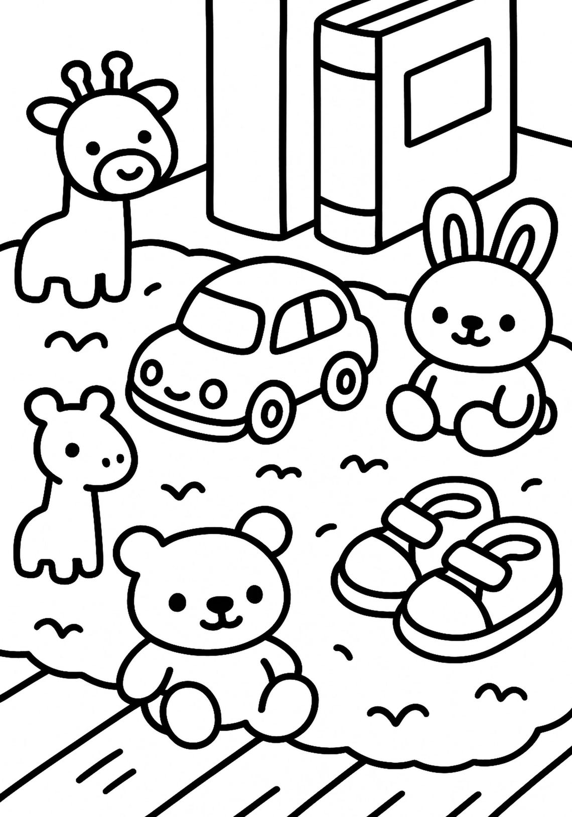 Printable Toys Coloring Book for Kids – 10 Fun and Simple Pages, Chunky ...