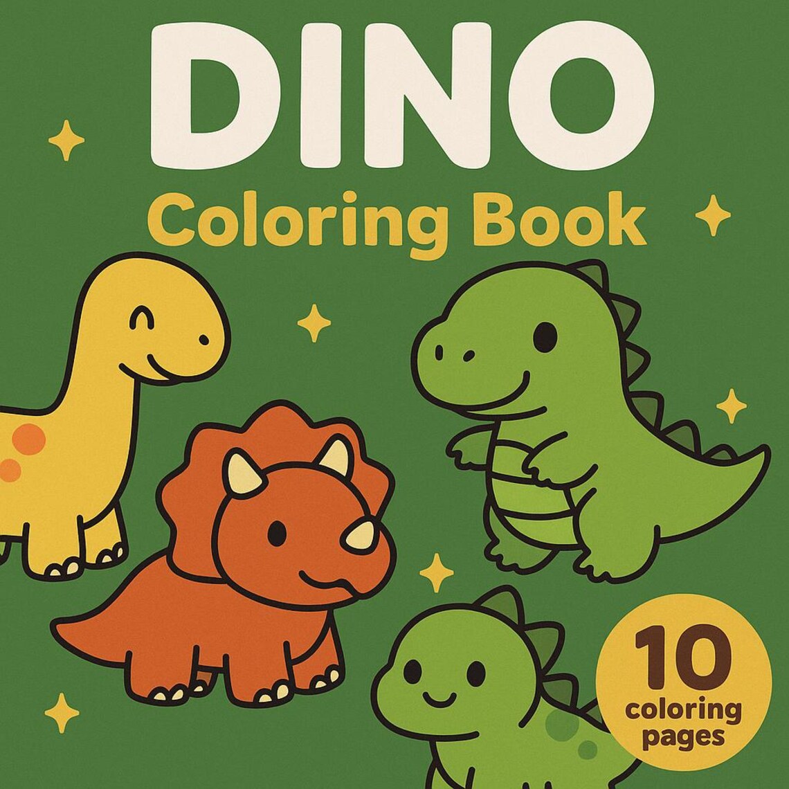 Printable Dinosaur Coloring Book for Kids – 10 Fun Dino Pages, Instant ...
