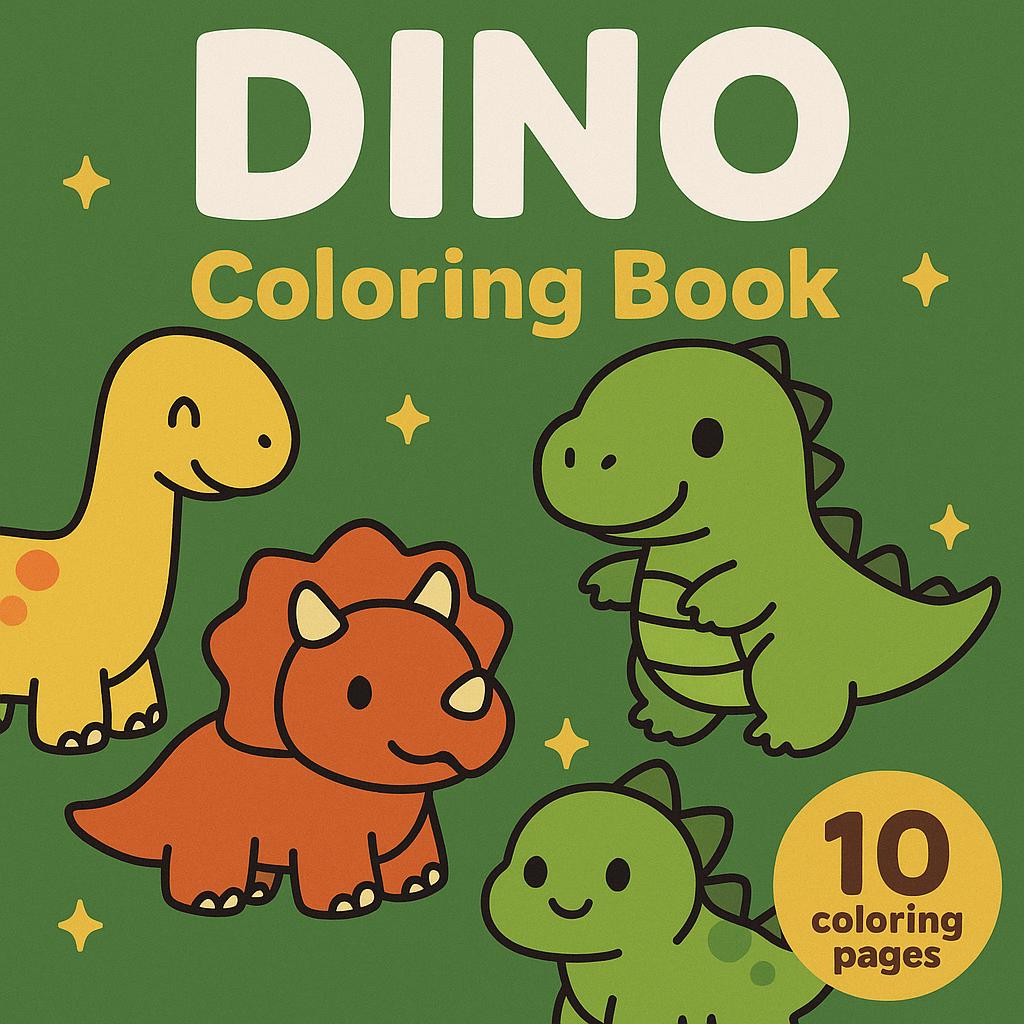 Printable Dinosaur Coloring Book for Kids – 10 Fun Dino Pages, Instant ...