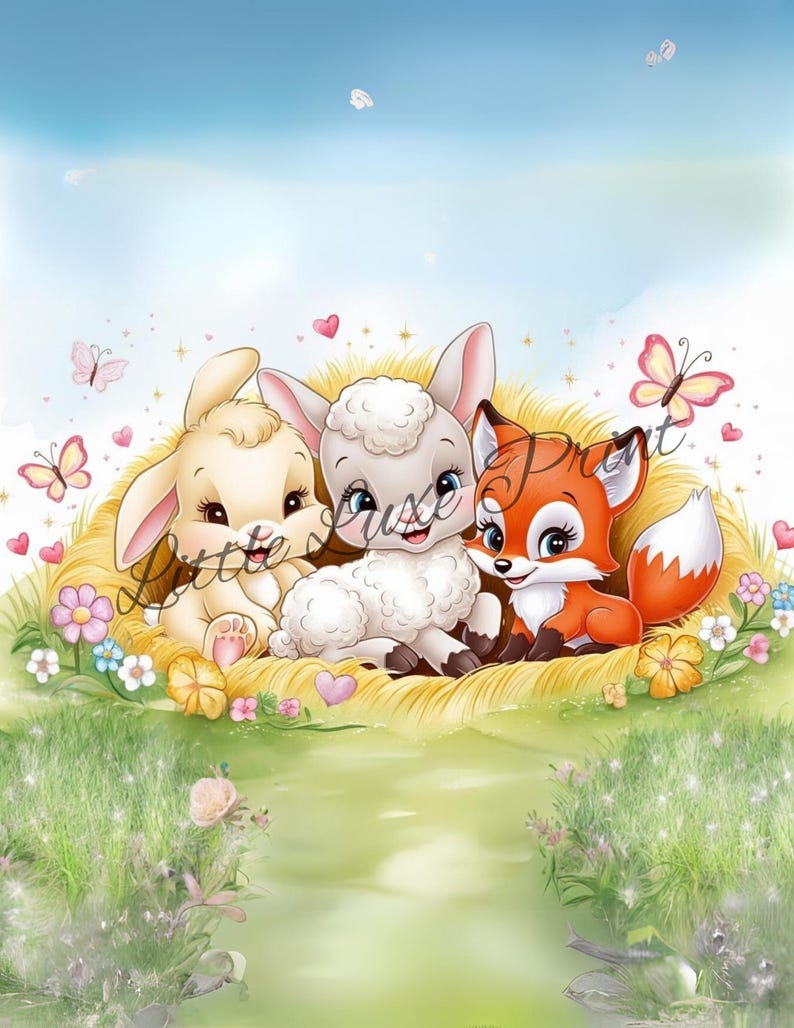 Animal Baby Poster A4, Nursery Wall Art, Cute Baby Animals Print, Kids ...
