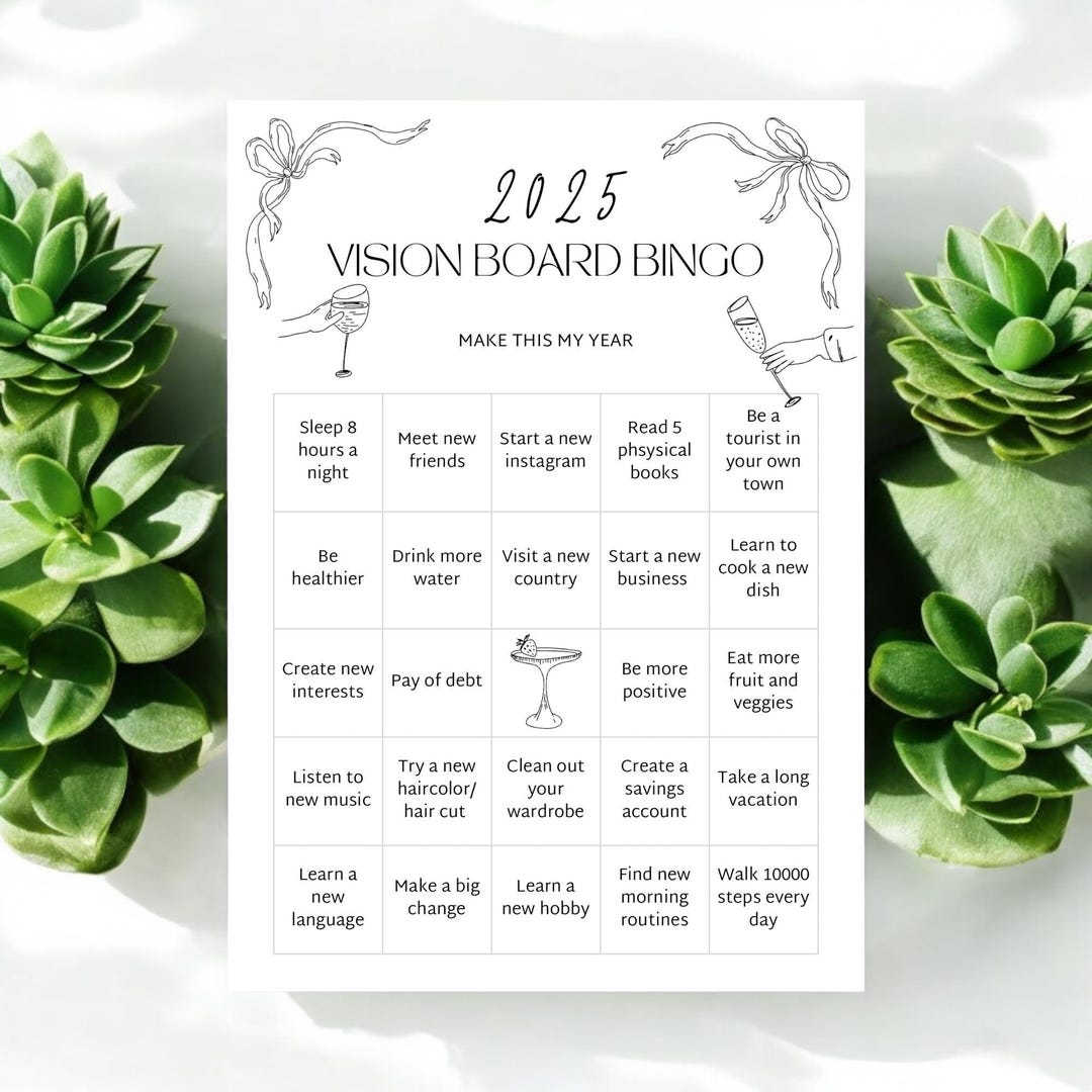 2025 Vision Bingo Editable Template | Fun & Inspiring Game | Goal ...