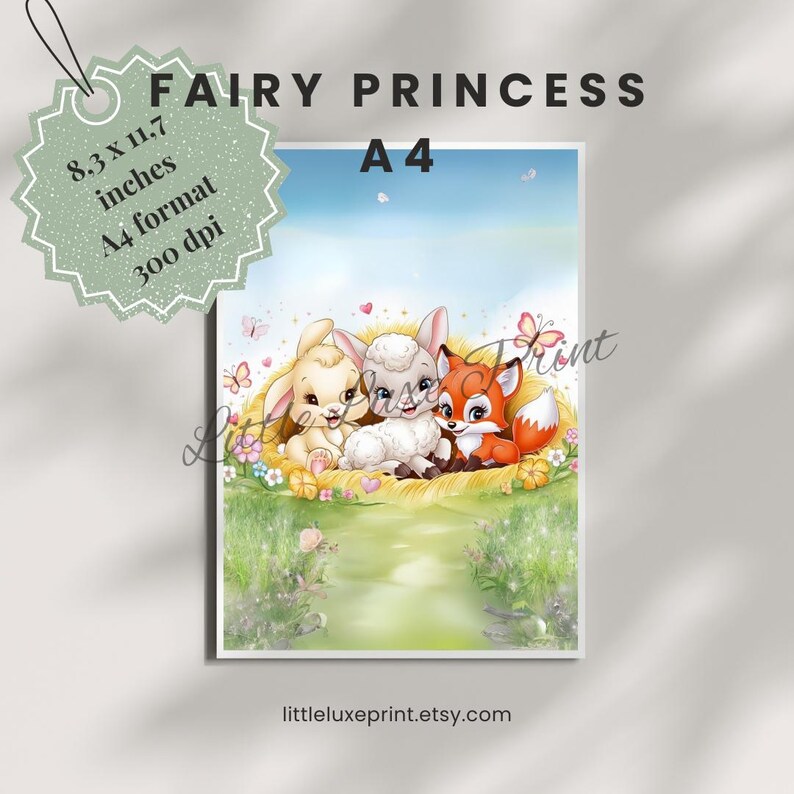 Animal Baby Poster A4, Nursery Wall Art, Cute Baby Animals Print, Kids ...