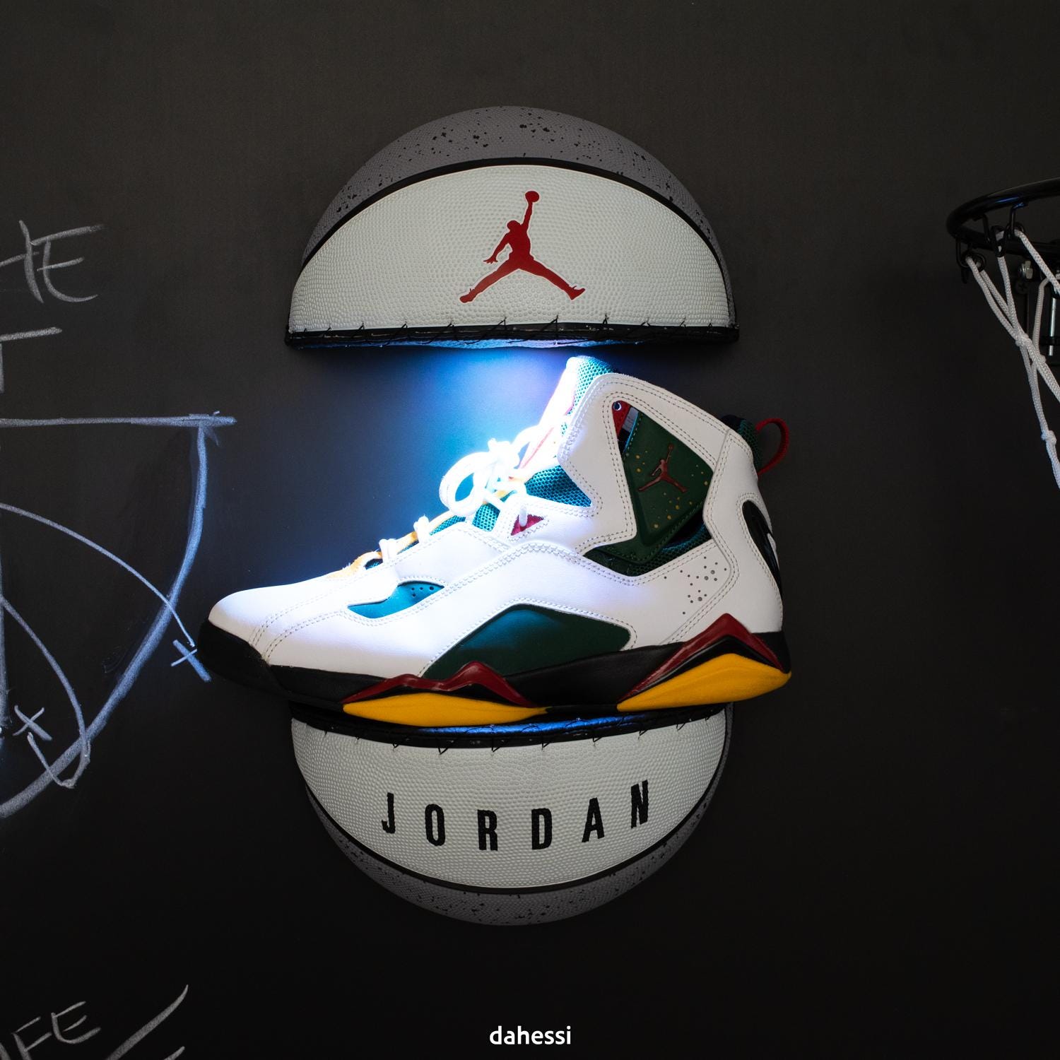 LED Basketball Shelf - White, Sports Basketball Gift, Shoe Display ...