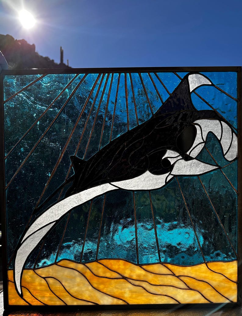 Manta Ray Stained Glass Window - Etsy