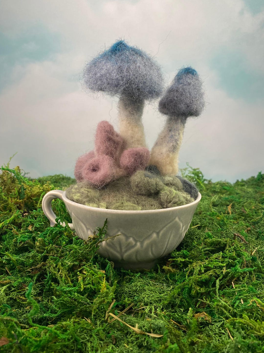 Needle Felted Mushroom Teacup - Whimsical Handmade Wool Art - Etsy