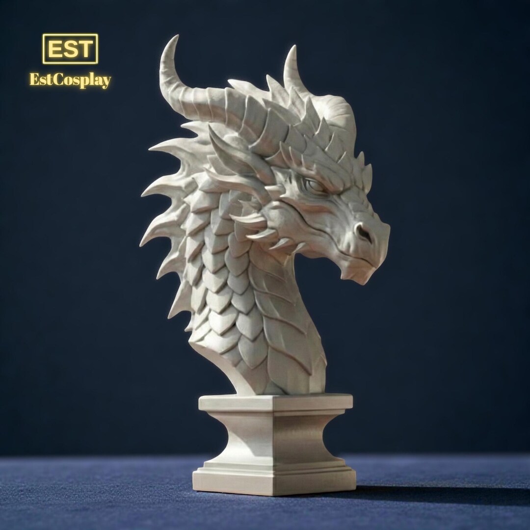 Dragon Bust STL File, Detailed Dragon 3D Model, Epic Dragon Statue STL ...