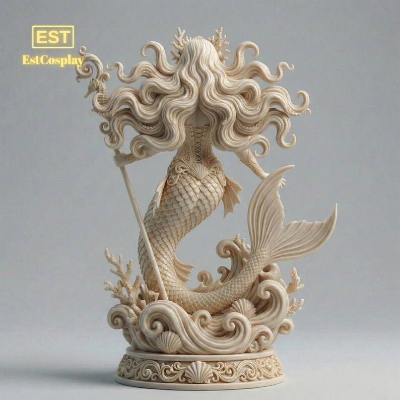 Mermaid Statue 3D Model STL File - Etsy