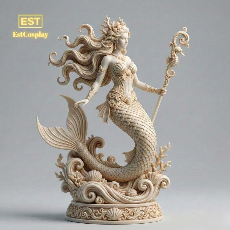 Mermaid Statue 3D Model STL File - Etsy