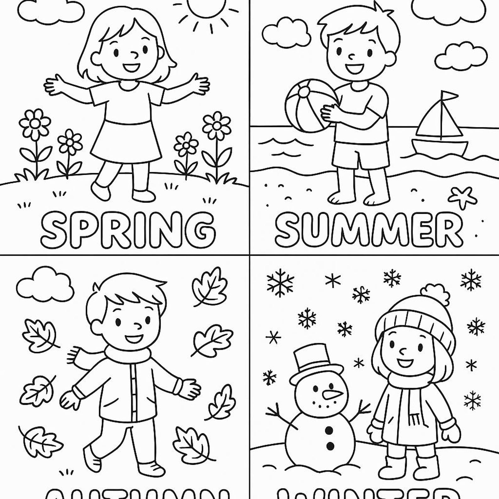 Seasons Coloring Book for Kids – Spring, Summer, Autumn, Winter ...