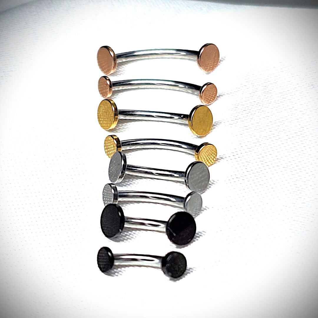 Vertical Labret Curved Bar, Eyebrow Bar, Double Disc, Banana Bar, 6mm ...