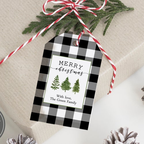 Buffalo Check Christmas Tags Printable Christmas Tags - Etsy