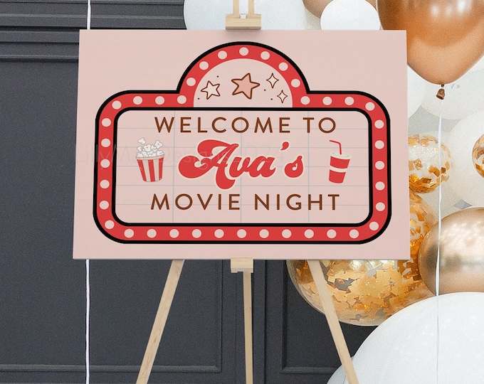 Backyard Movie Night Printable Concession Sign Outdoor Movie Birthday ...