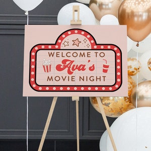 Movie Night Welcome Sign, Movie Party Decorations, Girl's Movie Night ...