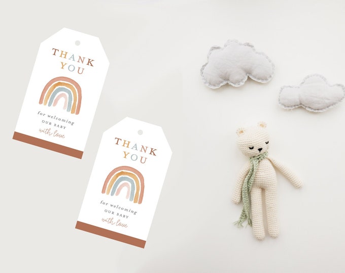 Rainbow Favor Tags Rainbow Baby Shower Gift Tags Boho Favor - Etsy