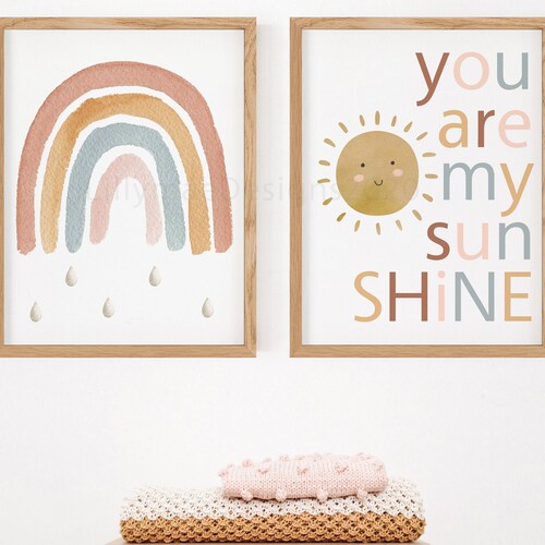 Pastel Rainbow You Are My Sunshine Printable Wall Art Sun - Etsy
