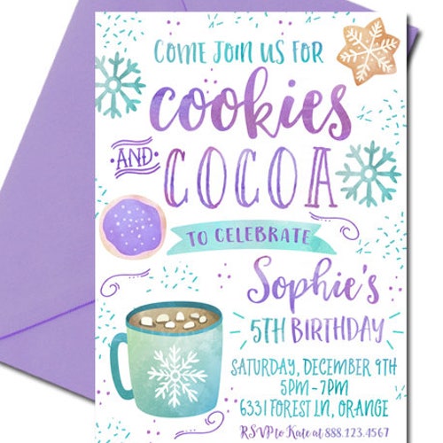 Editable Cookies Hot Cocoa Party Invitation Cookies and Cocoa - Etsy