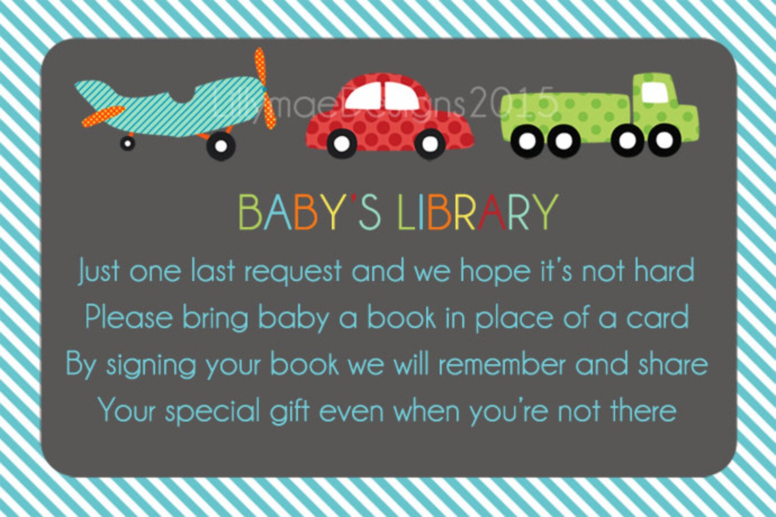 Library Card Inserts Bring a Book Transportation Baby | Etsy