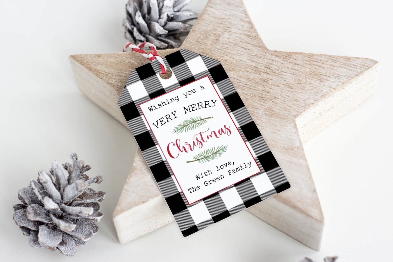 Buffalo Check Christmas Tags Printable Christmas Tags - Etsy