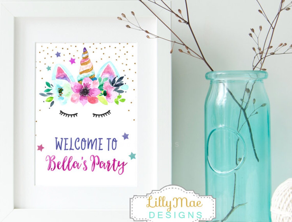 Unicorn Welcome Sign Unicorn Party Sign Unicorn Party Decor - Etsy