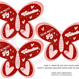 Butterfly Valentines Cards for Kids, Classroom Valentines, Butterfly ...