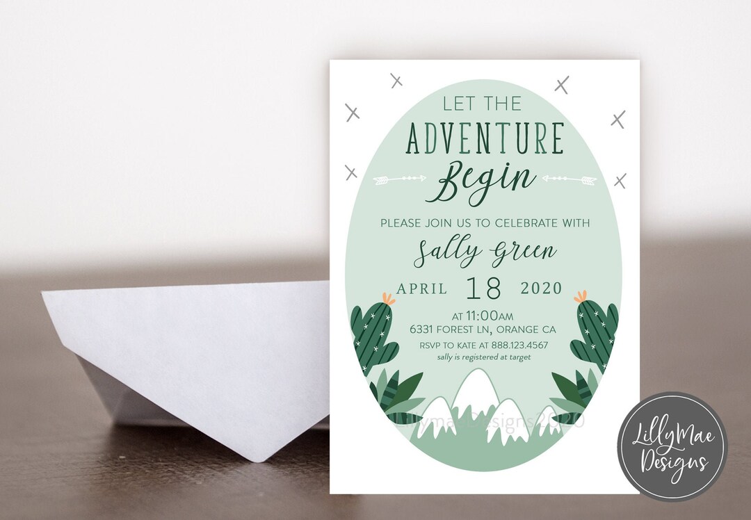 Adventure Baby Shower Invitation Rustic Baby Boy Shower - Etsy