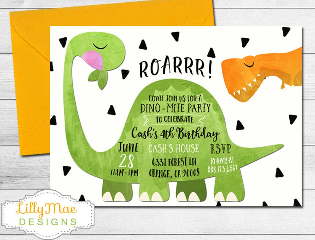 Dinosaur Invitation, Dinosaur Birthday Invitation, Dinosaur Party ...
