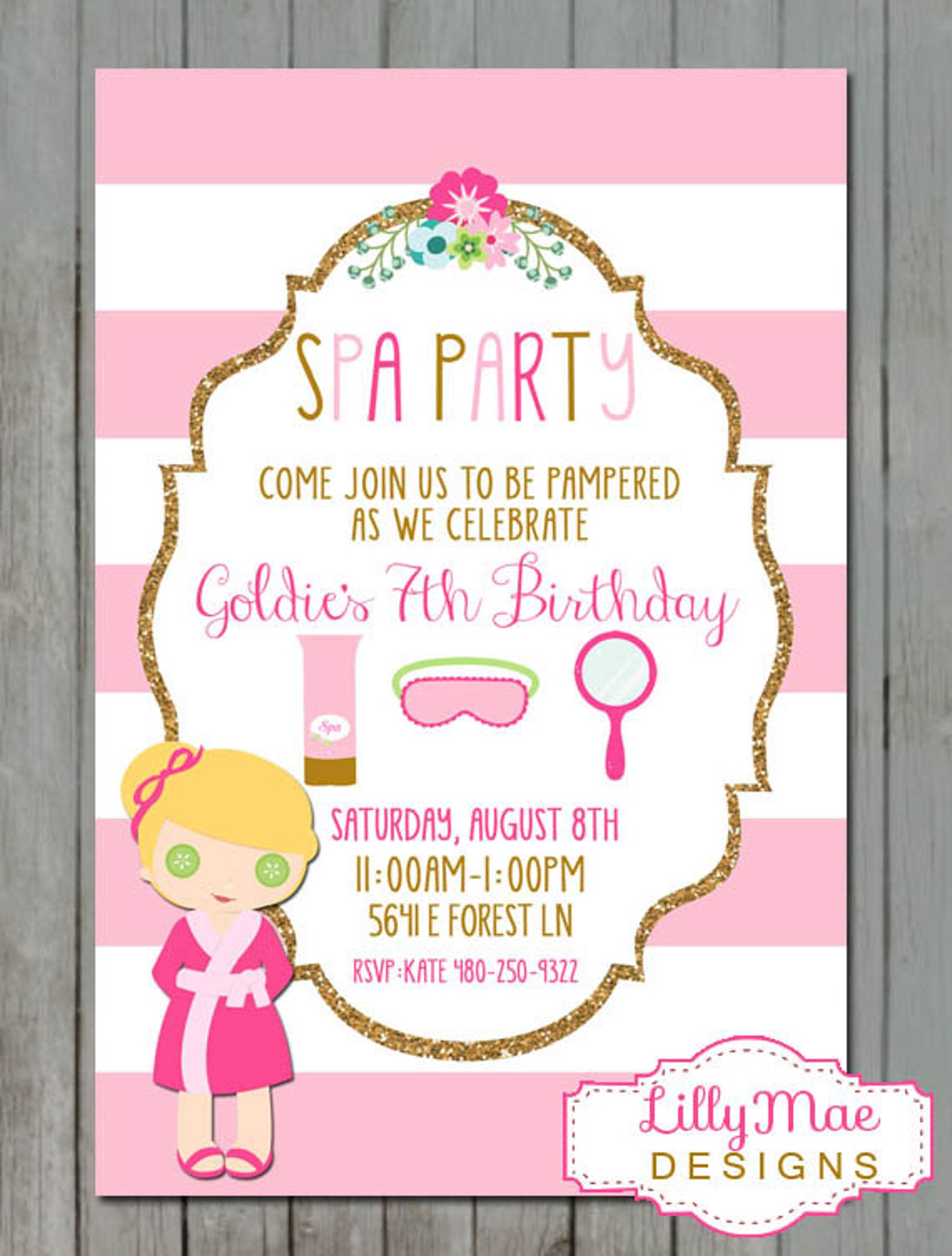 Spa Party Invitation Spa Invitation Slumber Party | Etsy
