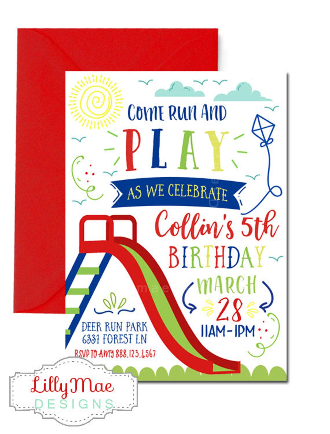 Park Birthday Invitation Park Party Invitation Playground - Etsy