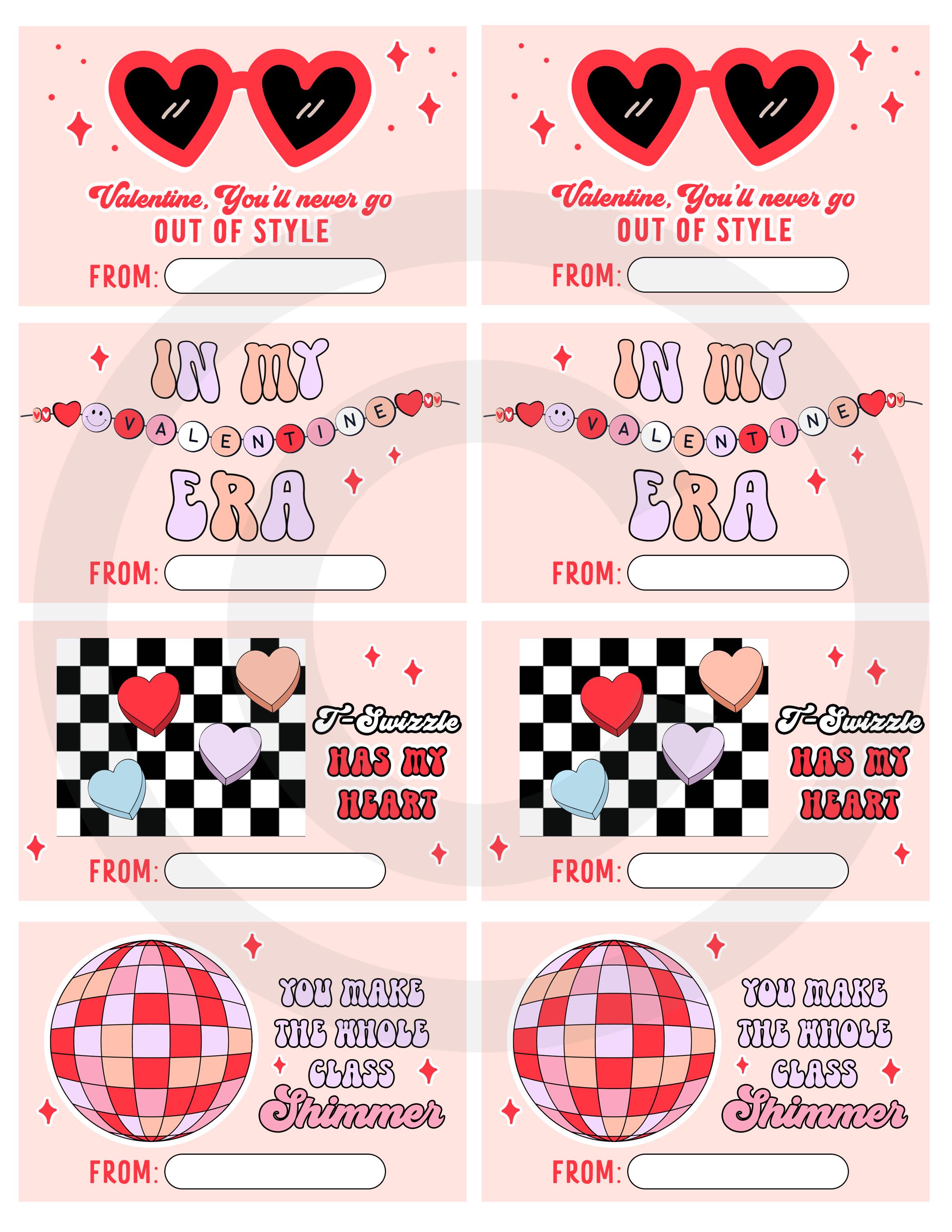Taylor Inspired Valentines Cards, in My Valentine Era, Trendy Girl's ...