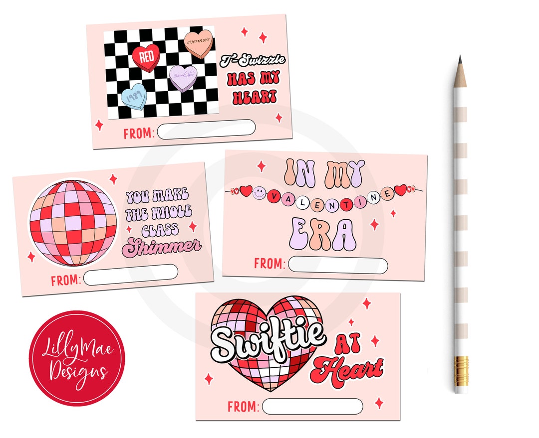 Swiftie Inspired Valentines Cards, in My Valentine Era, Retro Girl's ...