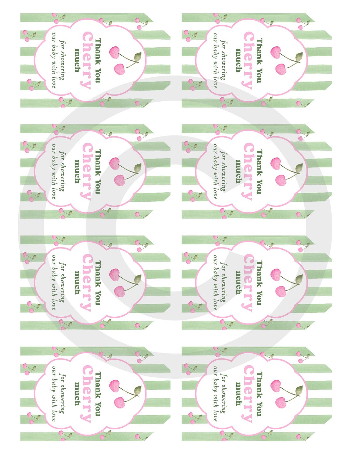 Cherry Favor Tags, Printable Cherry Theme Gift Tags, Thank You Cherry ...