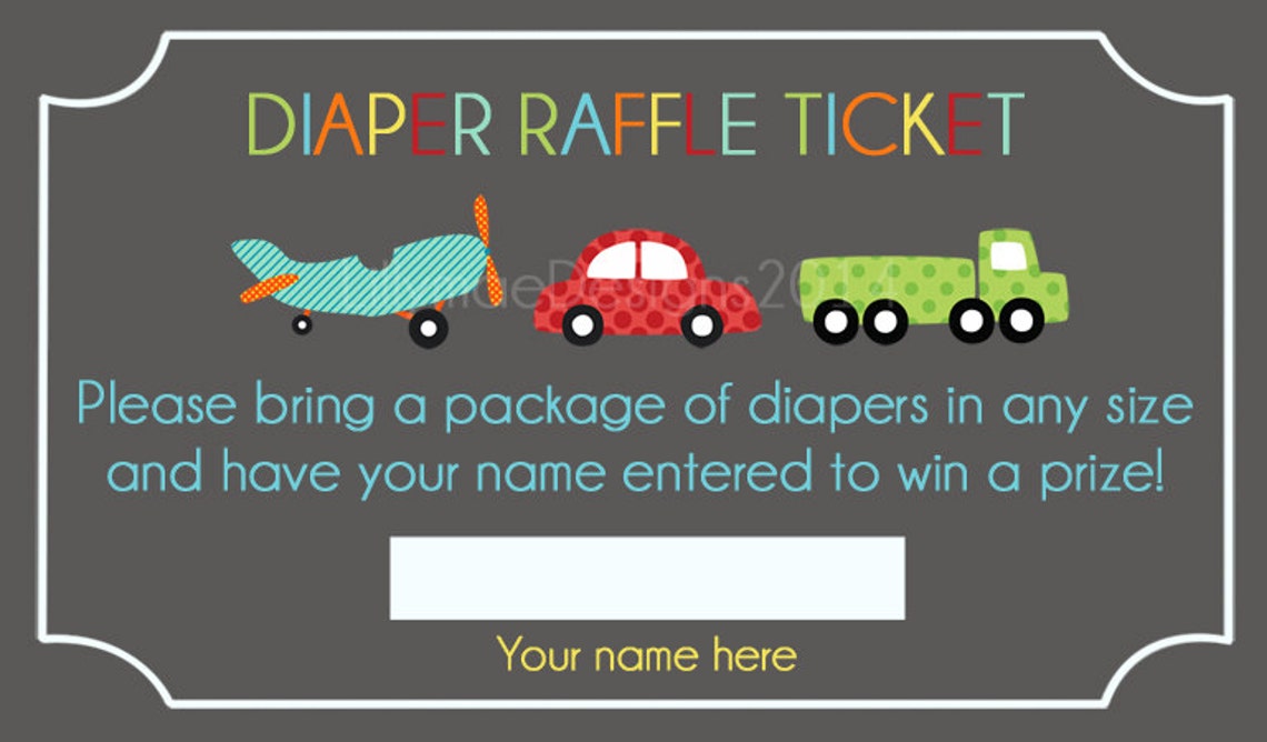 Transportation Diaper Raffle Tickets Digital File - Etsy