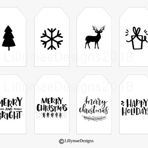Printable Christmas Tags, Farmhouse Christmas Tags, Modern Christmas ...