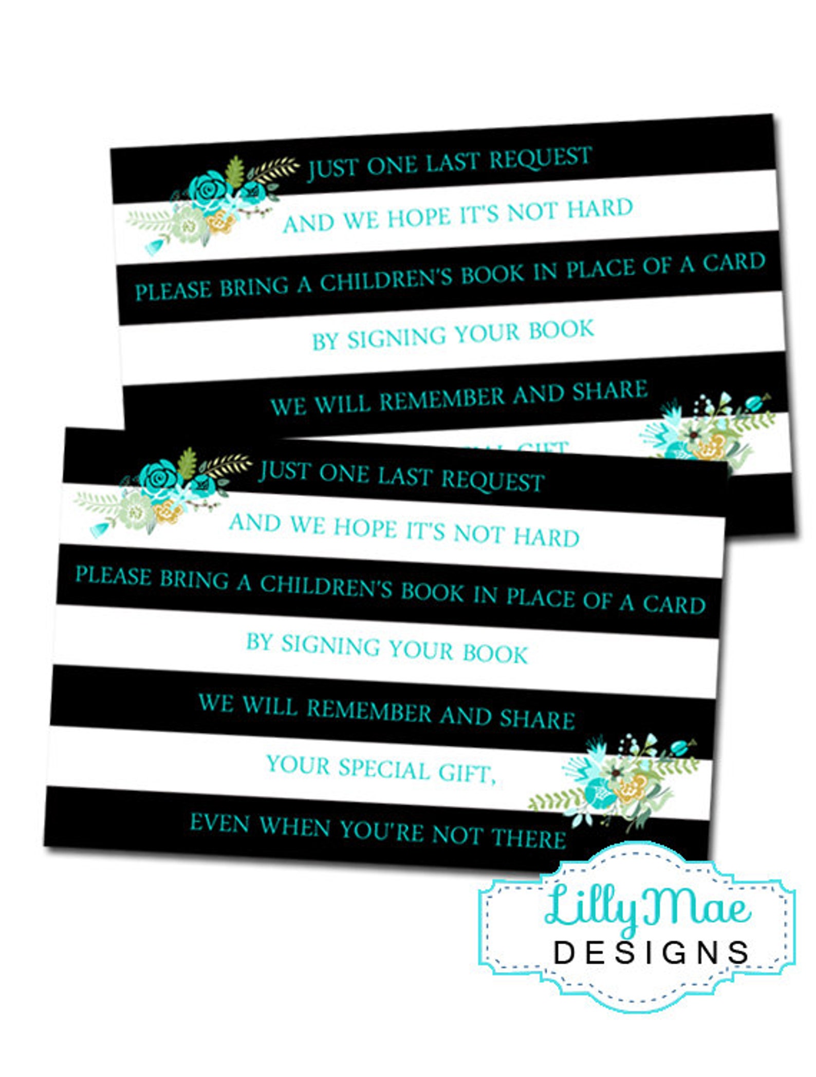 Bring a Book Library Card Inserts Black Stripes It's a | Etsy