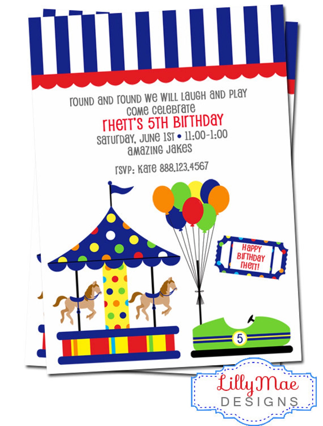 Amusement Park Invitation Theme Park Invitation Boys - Etsy