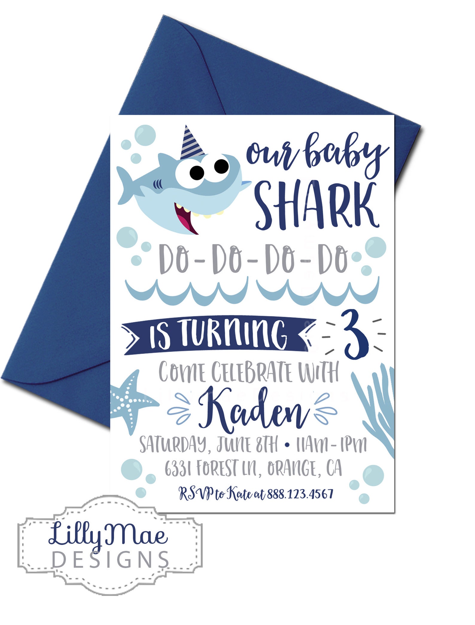 Baby Shark Invitation Baby Shark Birthday Invitation Shark - Etsy
